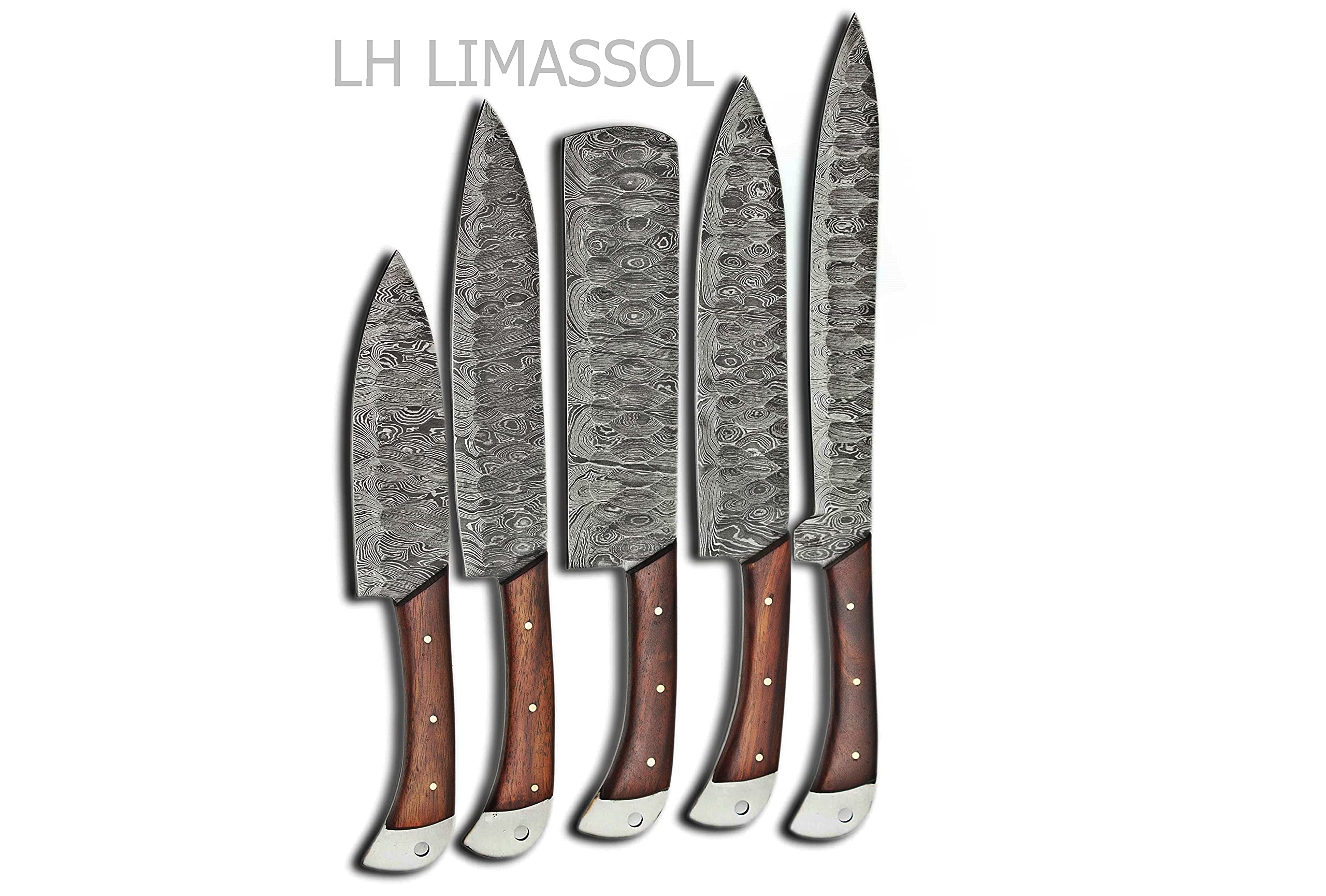 Damascus Steel Kitchen Knife Set, 5 PCS Hand Forged Chef Knife Set With Leather Roll Kit Christmas gift kitchen and Dinning