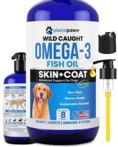 omega 3 fish oil for dogs - better than salmon oil for dogs - dog fish oil supplement for shedding, allergy, itch relief - supports dry skin, joints - dog skin and coat supplement - fish oil liquid