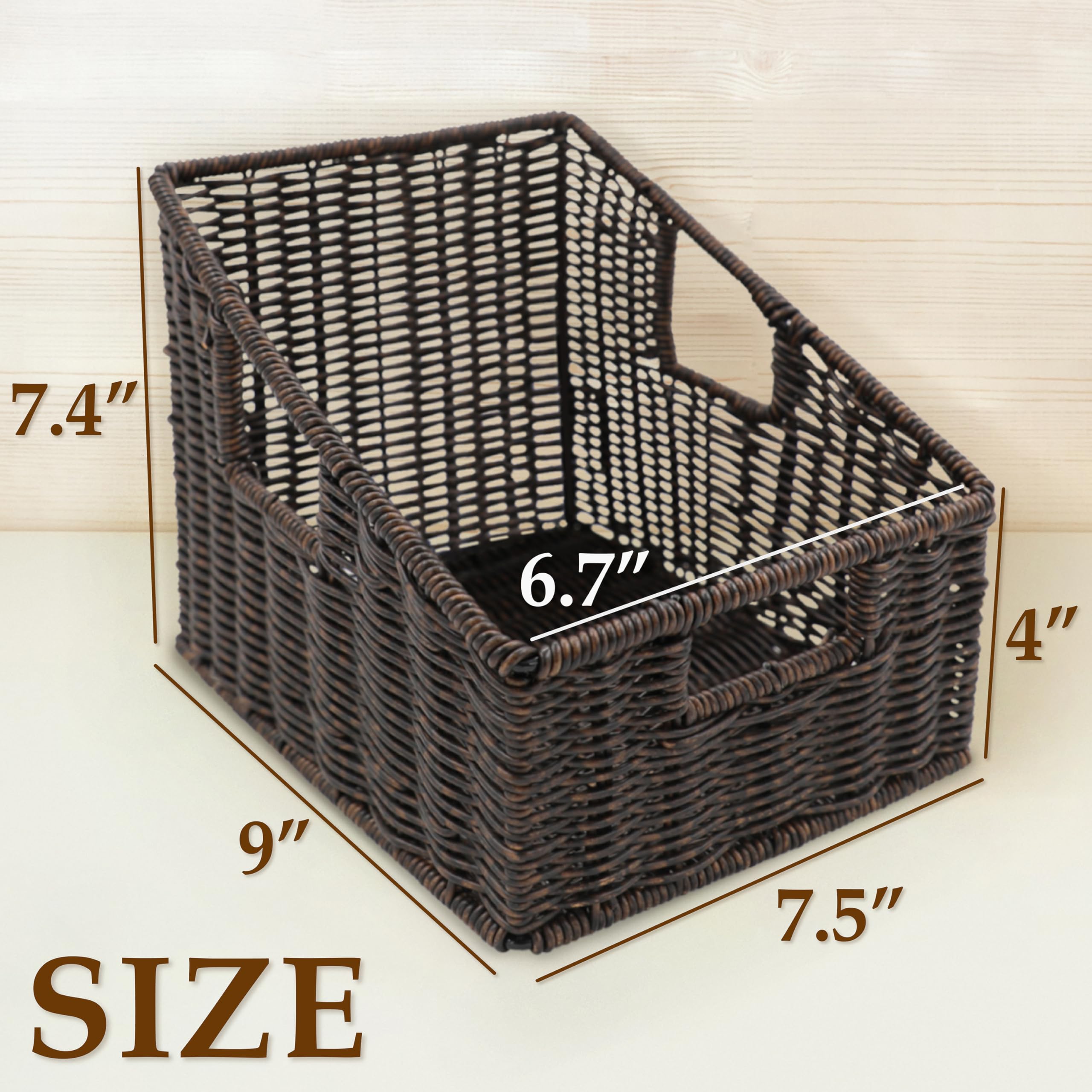 myHomeBody Wicker Home Organizer Basket, Office Organization as Desk Organizer, Home Organization, Wicker Baskets for Storage, Resin Wicker 1 pc, Rustic Brown