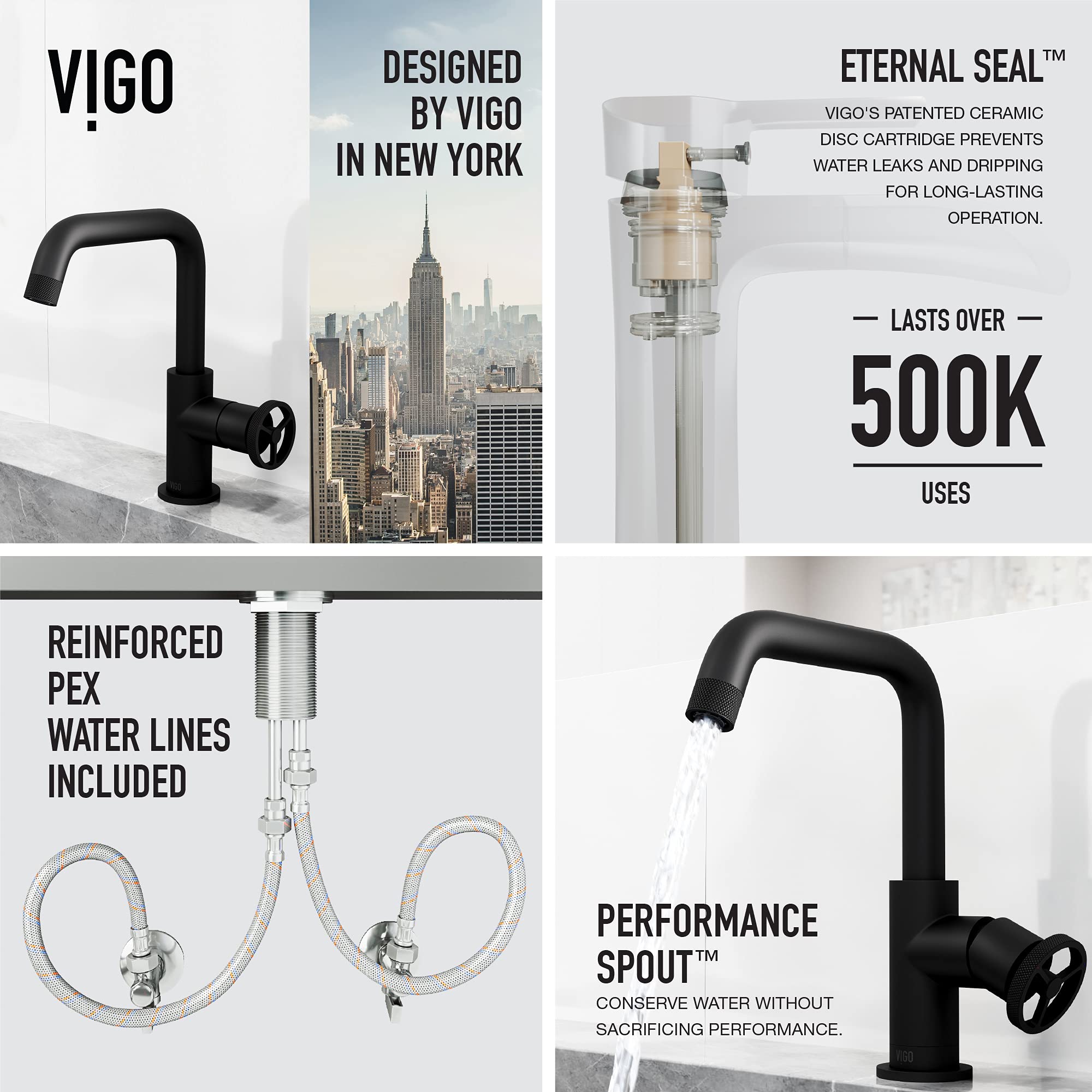 VIGO Cass 9'' H Single Handle Single-Hole Bathroom Faucet in Matte Black-VG01047MB