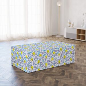 Ambesonne Cartoon Foldable Mattress, Washing Time Bubbles Duck, 78.7" x 47.2", Yellow Lilac and Blue