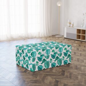 Ambesonne Green Leaf Foldable Mattress, Rainforest Jungle Leaf, 74.8" x 39.4", Sea Green White Teal