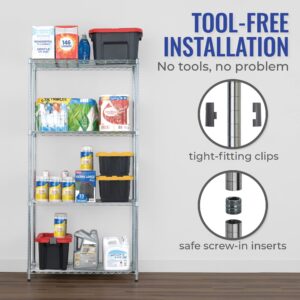 SafeRacks - NSF Certified Storage Shelves, Zinc, Heavy Duty Steel Wire Unit with Adjustable Feet, Garage or Bakers Rack, Kitchen, Pantry Shelf - (18"x36"x72" 4-Tier) (Silver)