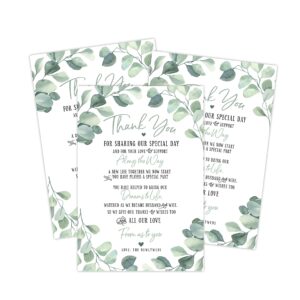 your main event prints 50 eucalyptus wedding thank you place setting cards - perfect for adding to table centerpieces and wedding decorations for receptions - pack of 50 cards