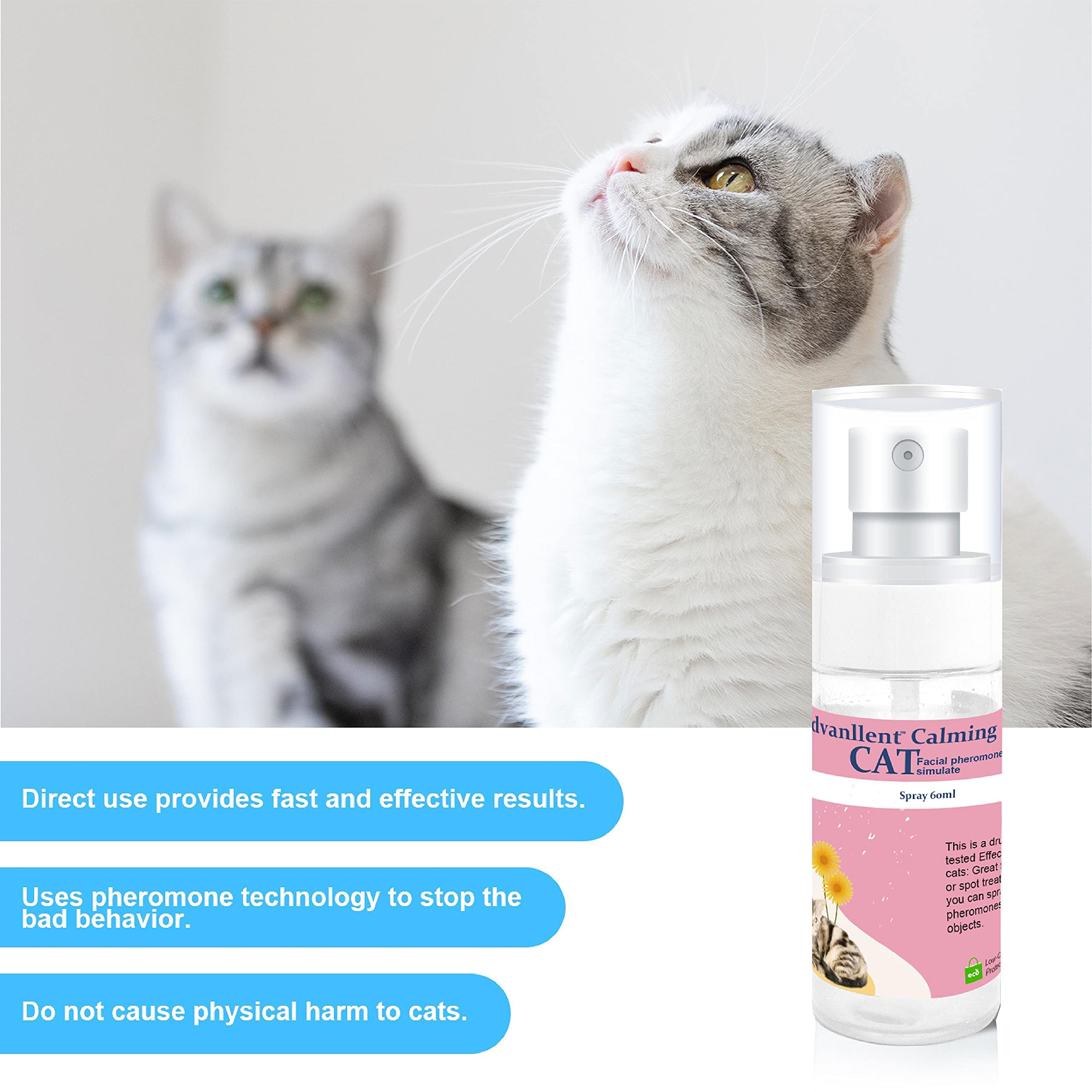 Advanllent Cat Calming Pheromone Spray (60ML) | A Solution Recommended by a Veterinarian | Help Relieve Anxiety Caused by Stress, Travel, Noise, etc.