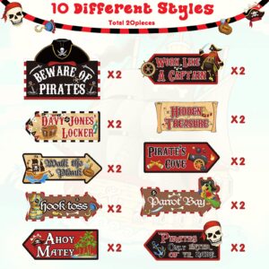 Chinco 20 Pieces Pirate Party Sign Pirate Party Supplies Skull Sign Pirate Theme Party Decorations Pirate Birthday Party Favors