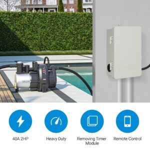 DEWENWILS Pool Timer, WiFi Timer Switch, Heavy Duty 40A 120-277 VAC 2HP, Compatible with Smart Phone, Alexa, Google Assistant, ETL Listed Milky