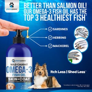 Omega 3 Fish Oil for Dogs - Better Than Salmon Oil for Dogs - Dog Fish Oil Supplement for Shedding, Allergy, Itch Relief - Supports Dry Skin, Joints - Dog Skin and Coat Supplement - Fish Oil Liquid