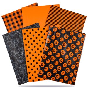 whaline 90 sheets halloween tissue paper black orange pumpkin wrapping tissue 19.7×13.8 inch halloween cobweb plaids dot stripe art tissue paper for halloween party diy craft gift decor, 6 designs