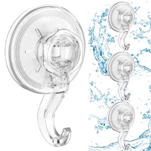 wreath suction cup hooks for shower, elegear shower suction hooks hold up to 11 lb, 4 pack reusable & waterproof & clear shower hooks, window suction cups with hooks for loofah wreath bathroom kitchen