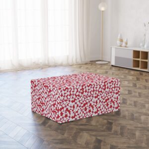 Ambesonne Floral Foldable Mattress, Blooming Flowers Pattern, 74.8" x 35.4", Dark Pink and Pale Grey