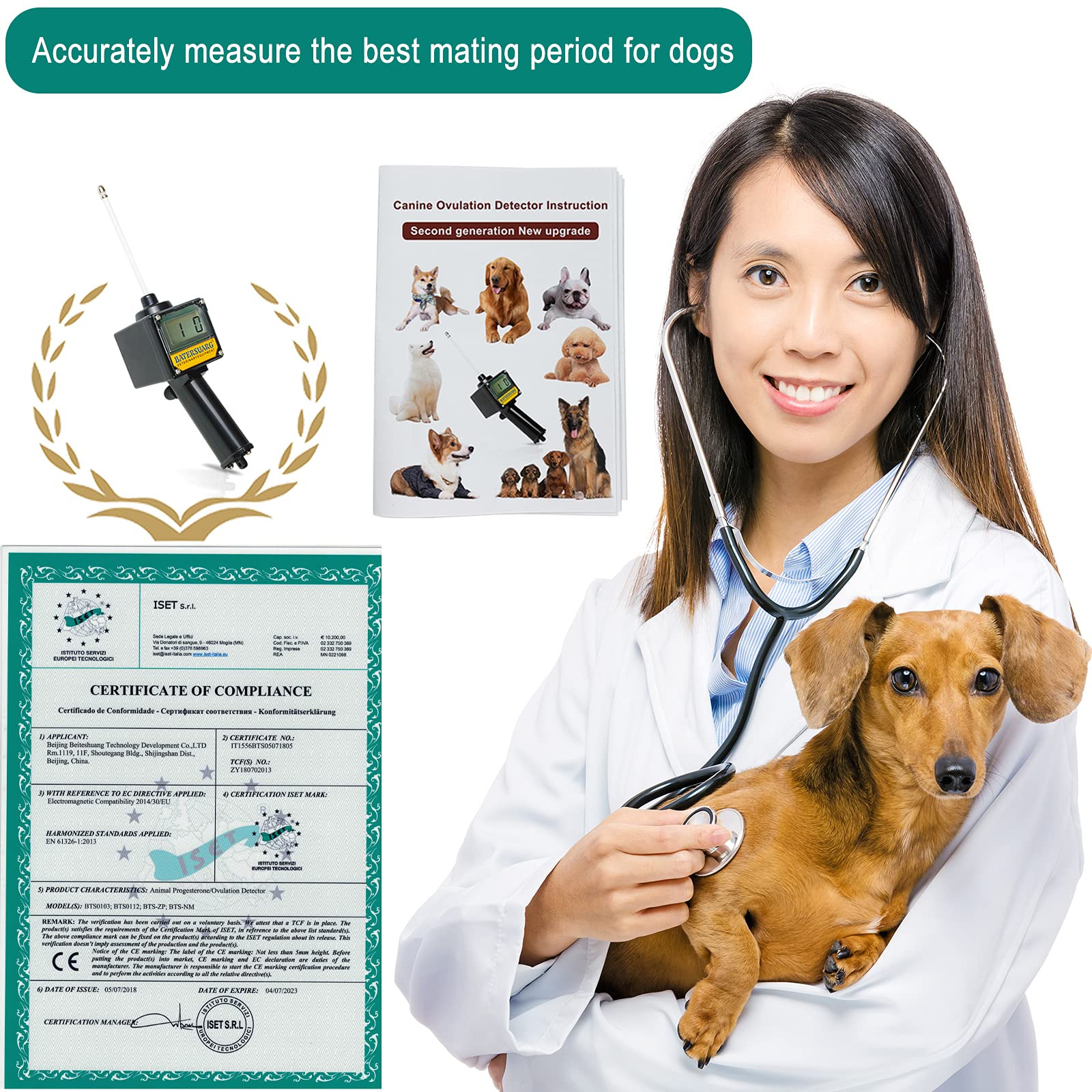 Dog Ovulation Detector,Canine Breeder Tester Artificial Insemination Dogs Breeding Machine,Convenient Formulate Mating Pregnancy Planning,with Detailed English manual and Premium storage box