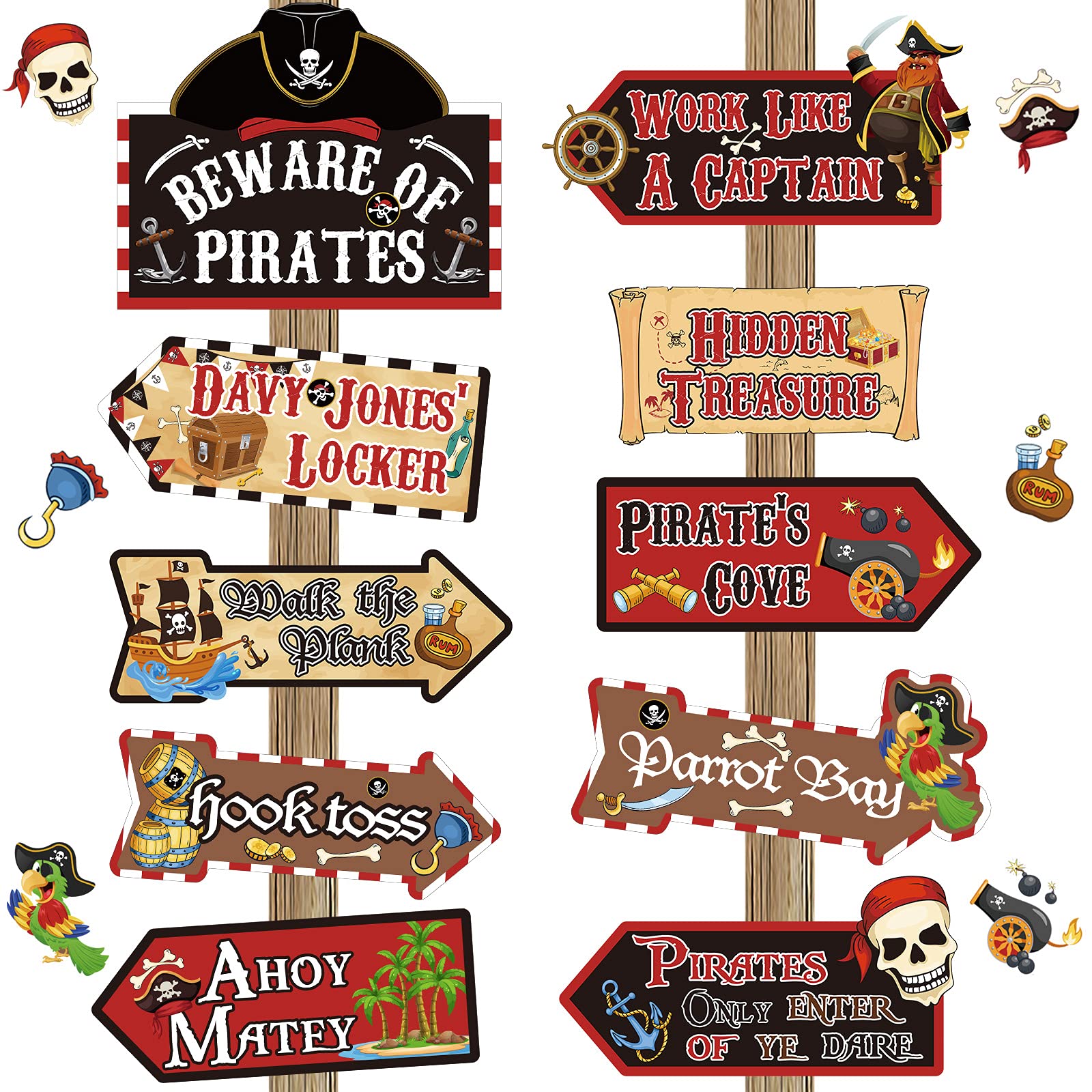 Chinco 20 Pieces Pirate Party Sign Pirate Party Supplies Skull Sign Pirate Theme Party Decorations Pirate Birthday Party Favors