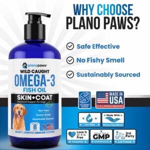 Omega 3 Fish Oil for Dogs - Better Than Salmon Oil for Dogs - Dog Fish Oil Supplement for Shedding, Allergy, Itch Relief - Supports Dry Skin, Joints - Dog Skin and Coat Supplement - Fish Oil Liquid