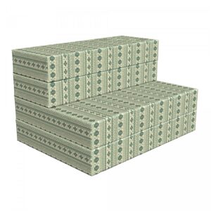 ambesonne aztec foldable mattress, tribal national borders, 74.8" x 35.4", reseda green and beige