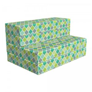 ambesonne teal foldable mattress, vibrant trellis quatrefoil, 74.8" x 39.4", multicolor