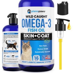 omega 3 fish oil for cats - better than salmon oil for cats - kitten + cat vitamins and supplements - cat health supplies - cat dandruff treatment - liquid fish oil for pets - cat shedding products