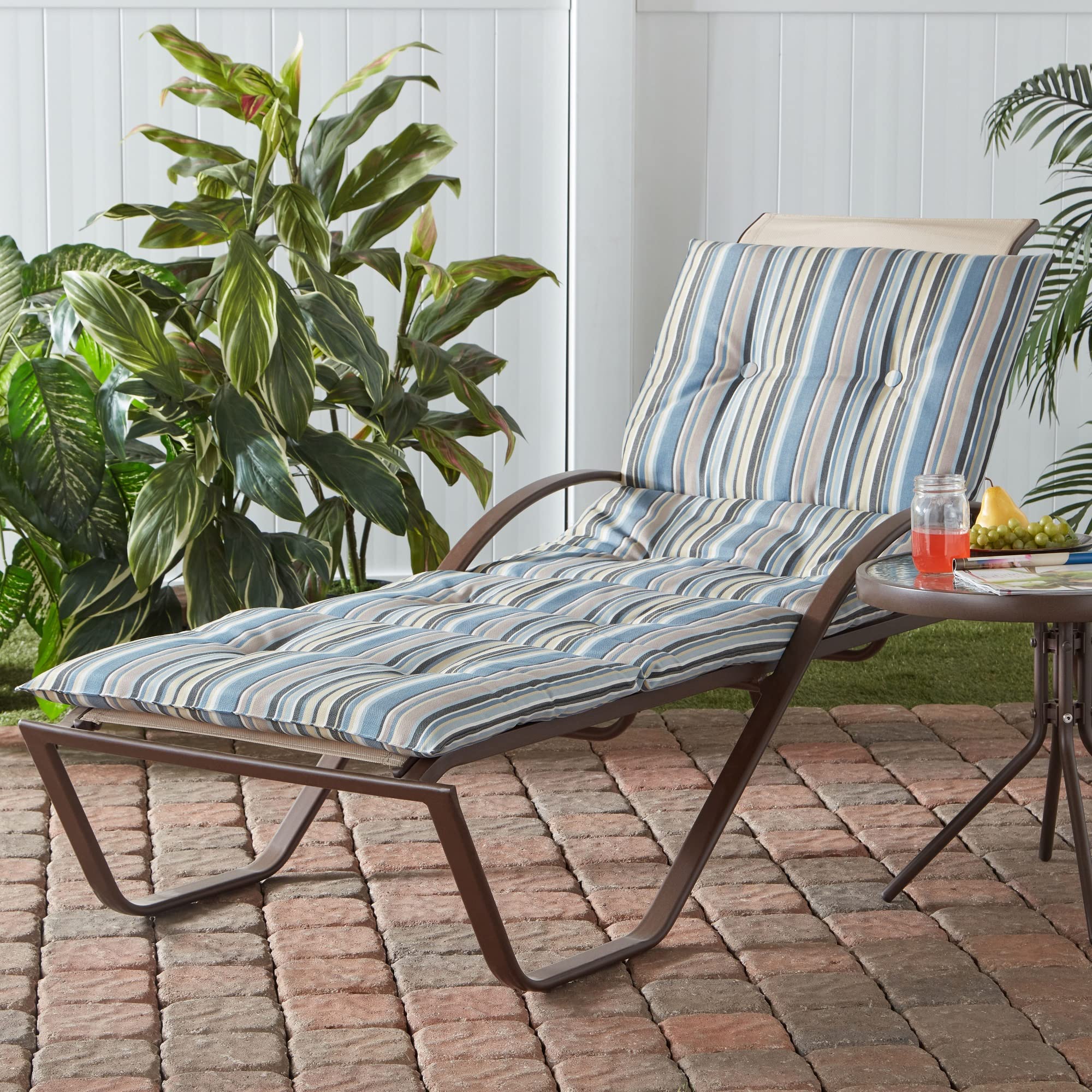 Greendale Home Fashions Outdoor 72" x 25" Lightweight Chaise Lounge Pad, Beach Stripe