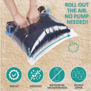 12 Roll Up Space Saver Bags for Travel, Travel Compression Bags for Packing & Clothes, No Pump or Vacuum Needed