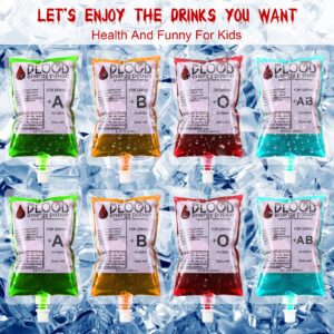 Nuenen 60 Pcs Halloween Blood Bags for Drinking, Vampire Party Drinking Pouches, Juice Puree Bag Reusable Energy Drink Container 8.5 Oz with Cap for Nurse Graduation Party