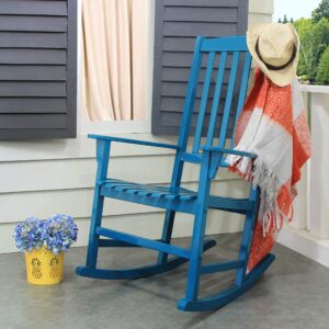 cambridge casual solid wood bentley porch rocking chair, celestial blue