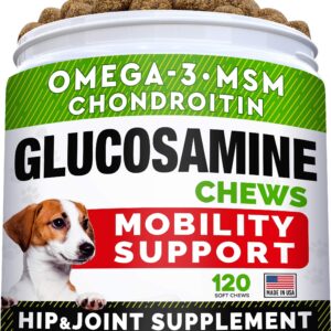 Glucosamine Treats for Dogs + Dog Probiotics Treats for Picky Eaters Bundle - Joint Supplement w/Omega-3 Fish Oil, Chondroitin, MSM and Digestive Support, Allergy, Gas and Constipation Relief