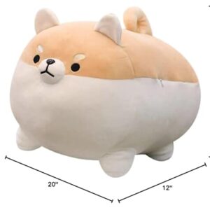 FLORVIV 19.6" Fat Dog Plush Pillow Shiba Inu, Cute Corgi Stuffed Animals Plushies Toy Doll Festival