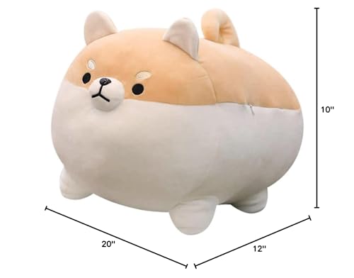 FLORVIV 19.6" Fat Dog Plush Pillow Shiba Inu, Cute Corgi Stuffed Animals Plushies Toy Doll Festival