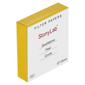 stonylab qualitative filter paper, 125 mm diameter fast speed cellulose filter paper circles, 25 microns particle retention, 100 packs