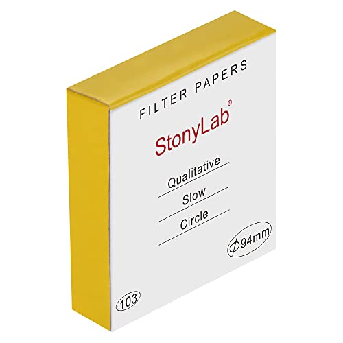 stonylab Qualitative Filter Paper, 100 Packs Slow Flow Rate Cellulose Filter Paper Circles with 10 Micron Particle Retention, 94 mm Diameter