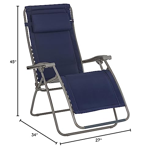 Lafuma R-Clip Batyline Iso Relaxation Patio and Poolside Zero Gravity Outdoor Foldable Lounge Recliner with Removable Canvas, Moss