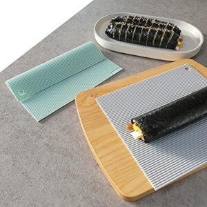 Made in Korea Silicone Sushi Mat/Trivet, Makisu, Sushi/Kimbap Roller, Dishwasher Safe, BPA Free, Nonstick, Flexible (Mint Cream, 9.17'' x 8'')