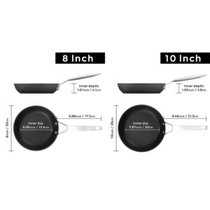 MsMk 8 inch and 10 inch Non Stick Frying Pans, Burnt also Nonstick Frying Pan Set, PFOA Free Non-Toxic, Scratch-resistant, Oven-Safe, Induction Ready, Compatible with All Cooktops