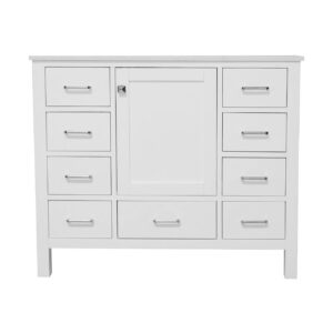 Horizon 42-inch Bathroom Vanity (Engineered Carrara/White): Includes White Cabinet with Engineered Carrara Countertop and White Ceramic Sink