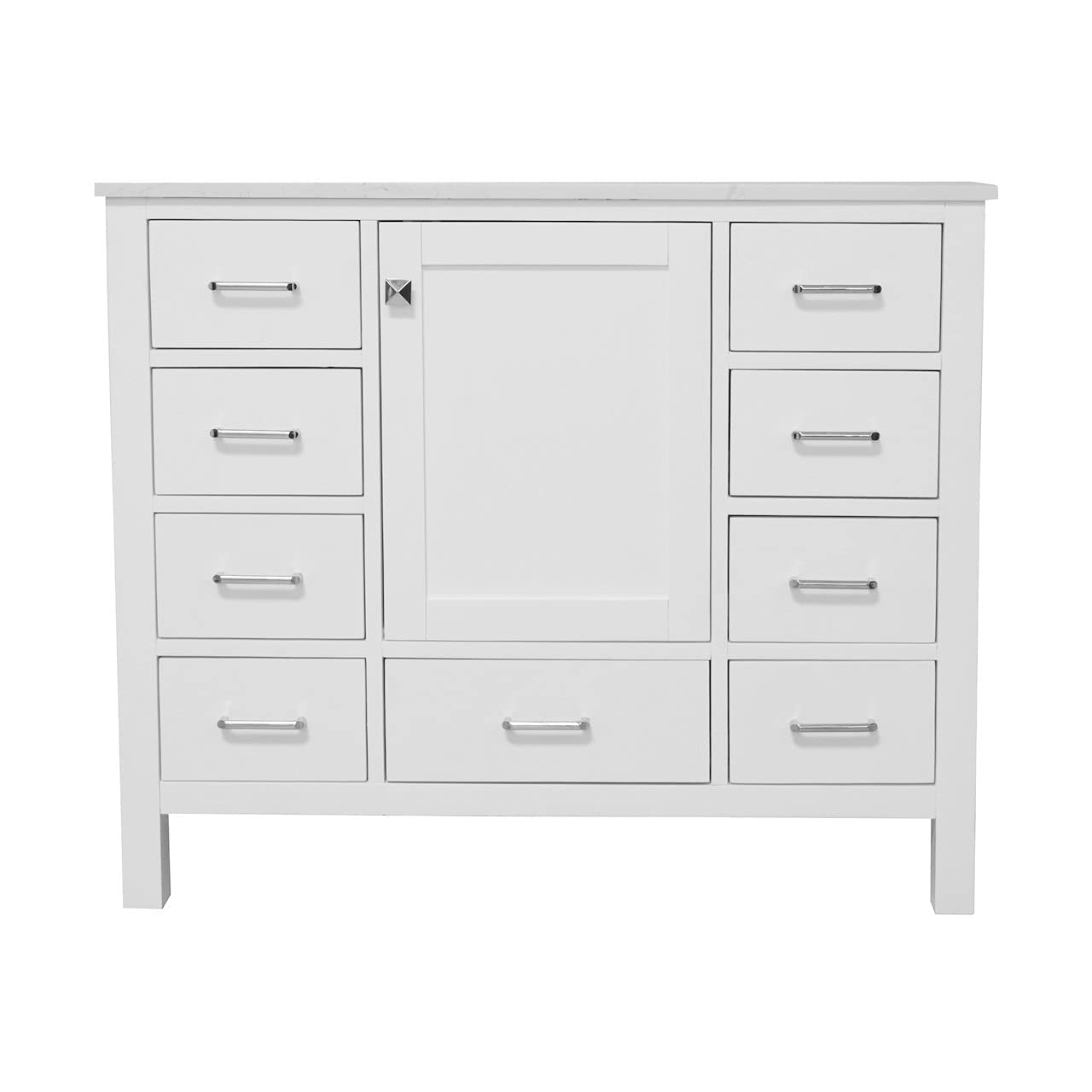 Horizon 42-inch Bathroom Vanity (Engineered Carrara/White): Includes White Cabinet with Engineered Carrara Countertop and White Ceramic Sink