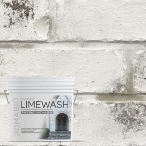 romabio classico limewash interior/exterior paint, italian slaked-lime, one coat, bianco white, 2.5l/0.67gal