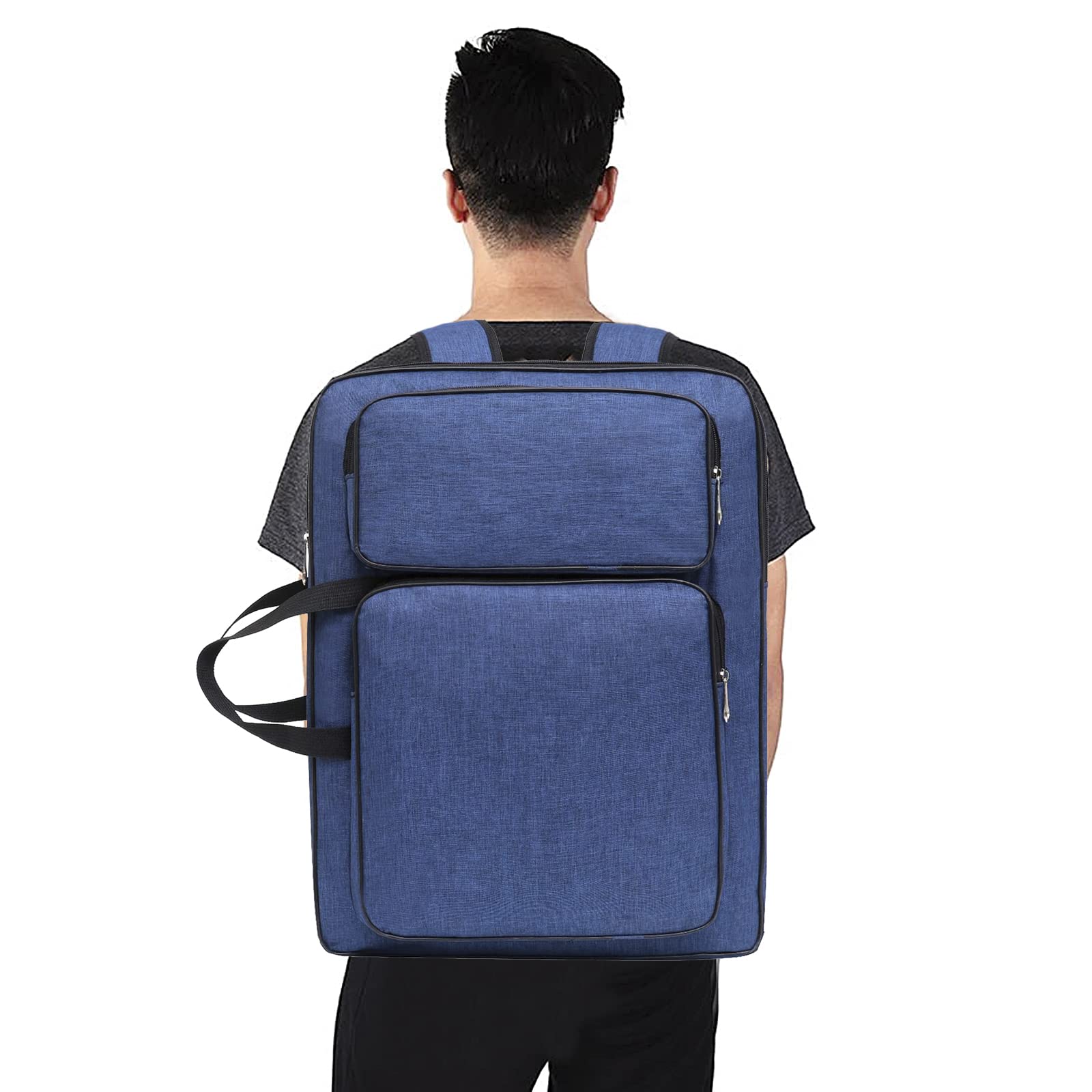 8K Artist Portfolio Carry Backpack Case Versatile Art Bags Waterproof Adjustable Drawing Board Backpack Art Storage Bags for Artworks Painting Drawing Sketching 19.7” x 14.6” x 2.4” (Blue)