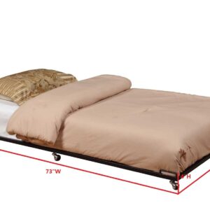 2K Furniture Designs - Morley Black Metal Roll-Out Twin Trundle Bed Frame