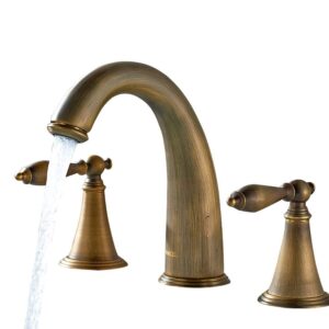 mixer tap double handle bronze solid brass sink hot and cold water tap 3-holes full copper kitchen basin mixer faucet deck mounted bathroom washbasin tap bath bathtub waterfall faucet set