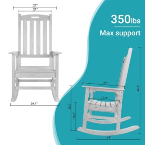 Vaneventi Outdoor Rocking Chair with 350 lbs Support, All-Weather Oversized Outdoor Chair, Fade-Resistant Porch Rocker Chair, 34L 27W 46.8H, Gray, Grey