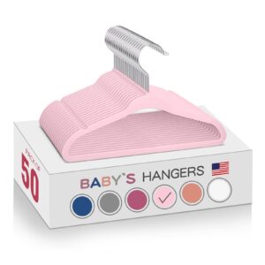 moerkada baby velvet hangers 50pack-11“inch non slip kids hangers for infant/toddler pink hangers