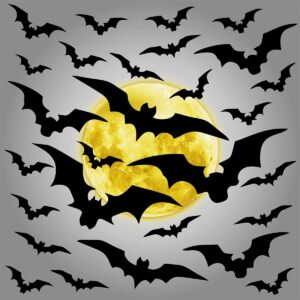 Halloween Moon Wall Decal Halloween Bat Wall Stickers Vinyl Bat Wall Decals Removable Halloween Wall Sticker Halloween Bats Wall Decals Party Decorations