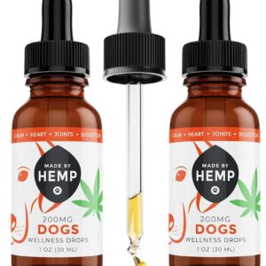 Made by Hemp - Hemp Oil for Dogs - Made in The USA - Holistic Relief for Stress, Pain, Inflammation - Hip and Joint Health - Sleep Aid - Dog Calming - Hemp Oil Drops for All Animals - 1 oz