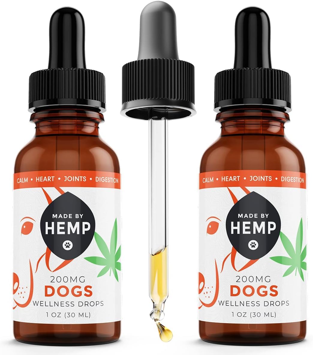 Made by Hemp - Hemp Oil for Dogs - Made in The USA - Holistic Relief for Stress, Pain, Inflammation - Hip and Joint Health - Sleep Aid - Dog Calming - Hemp Oil Drops for All Animals - 1 oz