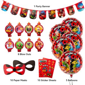 Miraculous Ladybug Party in a Box Kit - Celebration, Birthday Party, Toddlers– 100 Plus Pieces - Cat Noir - Party Supplies - Officially Licensed (Complete Kit)