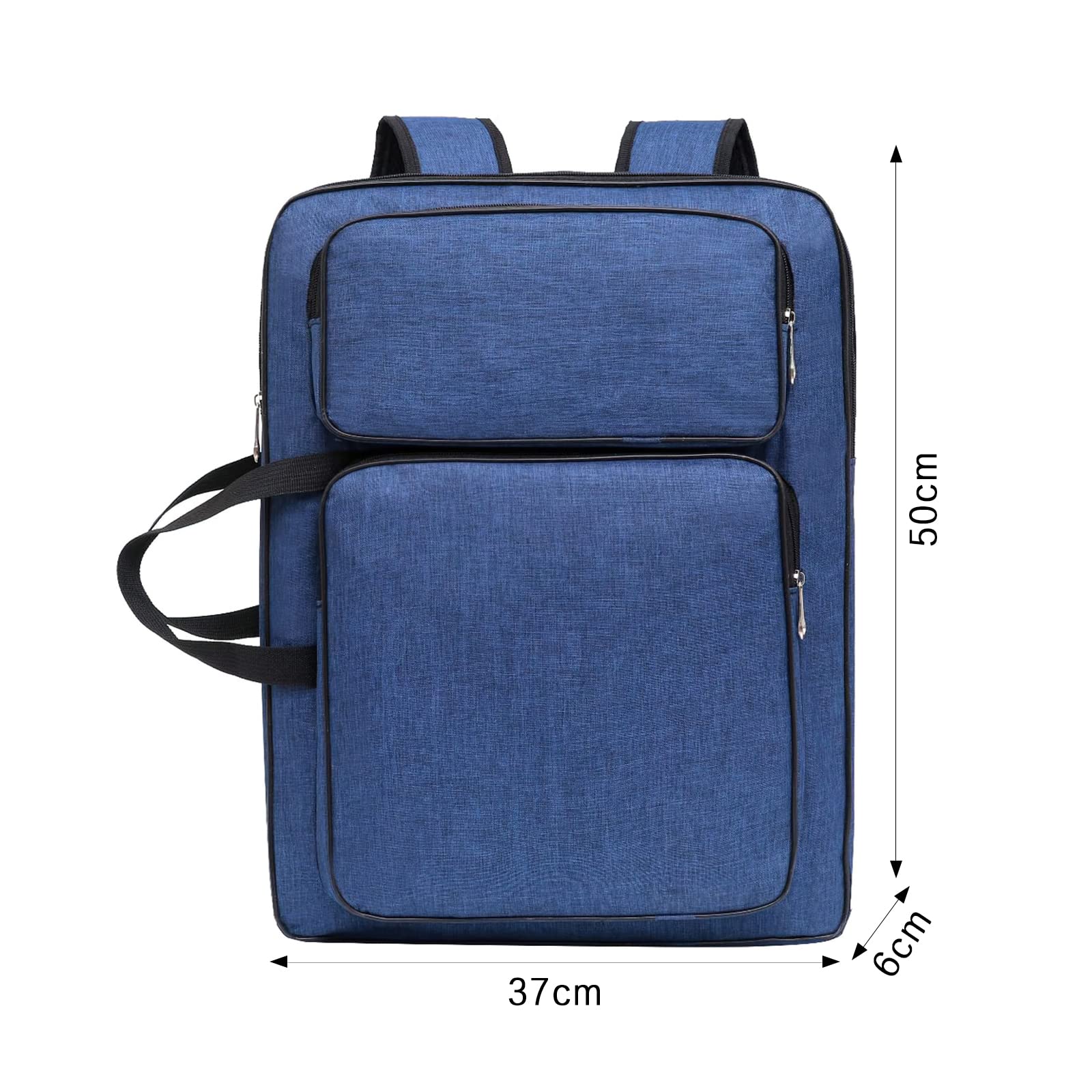 8K Artist Portfolio Carry Backpack Case Versatile Art Bags Waterproof Adjustable Drawing Board Backpack Art Storage Bags for Artworks Painting Drawing Sketching 19.7” x 14.6” x 2.4” (Blue)