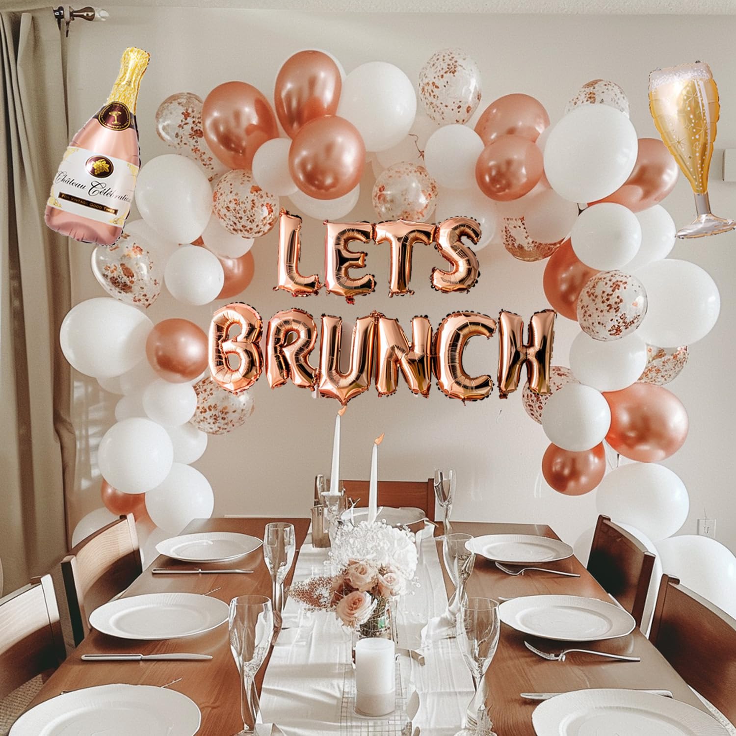 Let's Brunch Party Decorations, Brunch Sign Decor Banner Balloons for Ladies Brunch Girls Brunch, Bachelorette Brunch Birthday Brunch Decorations, Bridal Shower Engagement Wedding Party Decorations