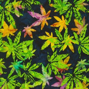 robert kaufman fabrics artisan batiks cannabis sativa marijuanna leaf island green, 44 inches