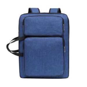 8K Artist Portfolio Carry Backpack Case Versatile Art Bags Waterproof Adjustable Drawing Board Backpack Art Storage Bags for Artworks Painting Drawing Sketching 19.7” x 14.6” x 2.4” (Blue)