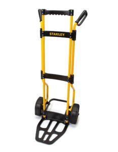 stanley heavy-duty folding hand truck & dolly, 400 lbs. (181 kgs.) capacity, professional grade, compact, lightweight & slim design, easy storage, steel frame, ergonomic 3 handle design (sxwt-ft591)